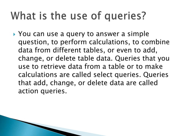Introduction to queries | PPT