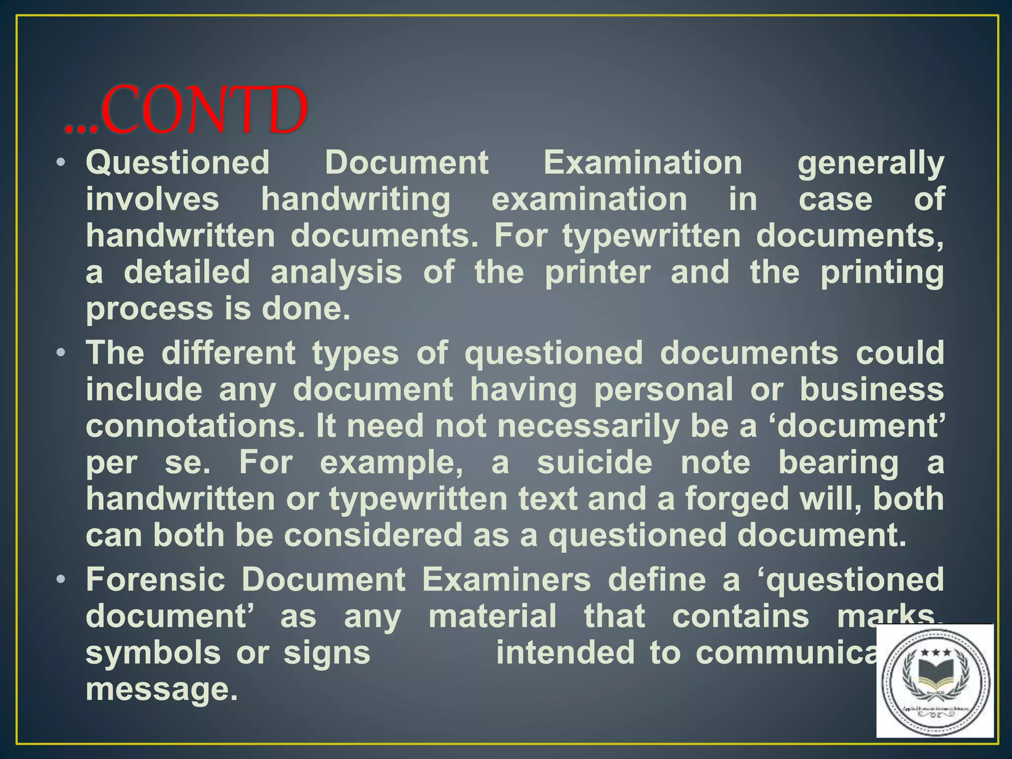 Introduction to Questioned Document | PPTX