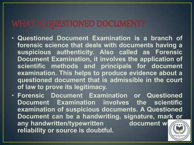 Introduction to Questioned Document | PPTX