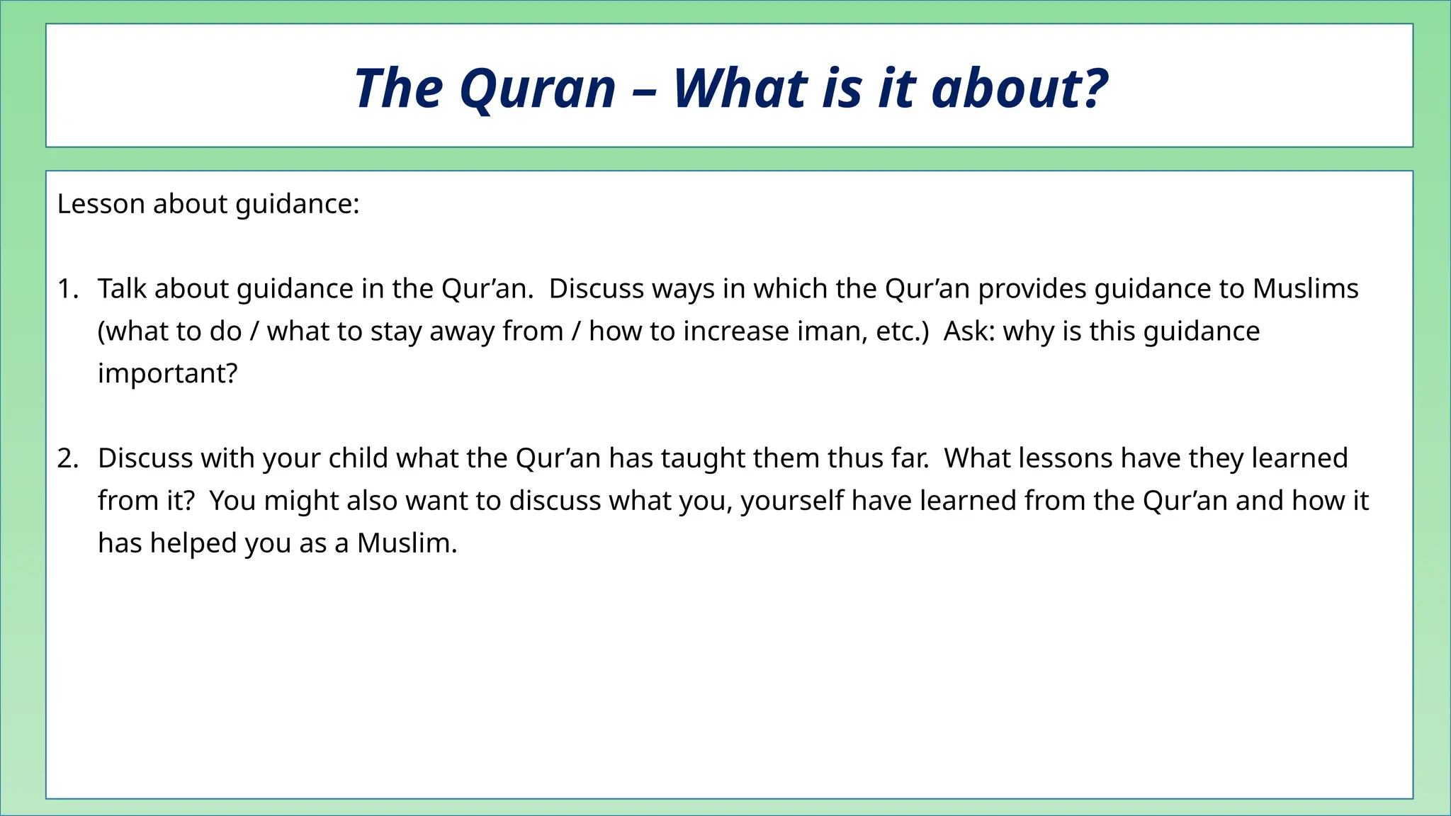 Introduction to Quran and Quran as guidance.pptx | Islam | Religion ...