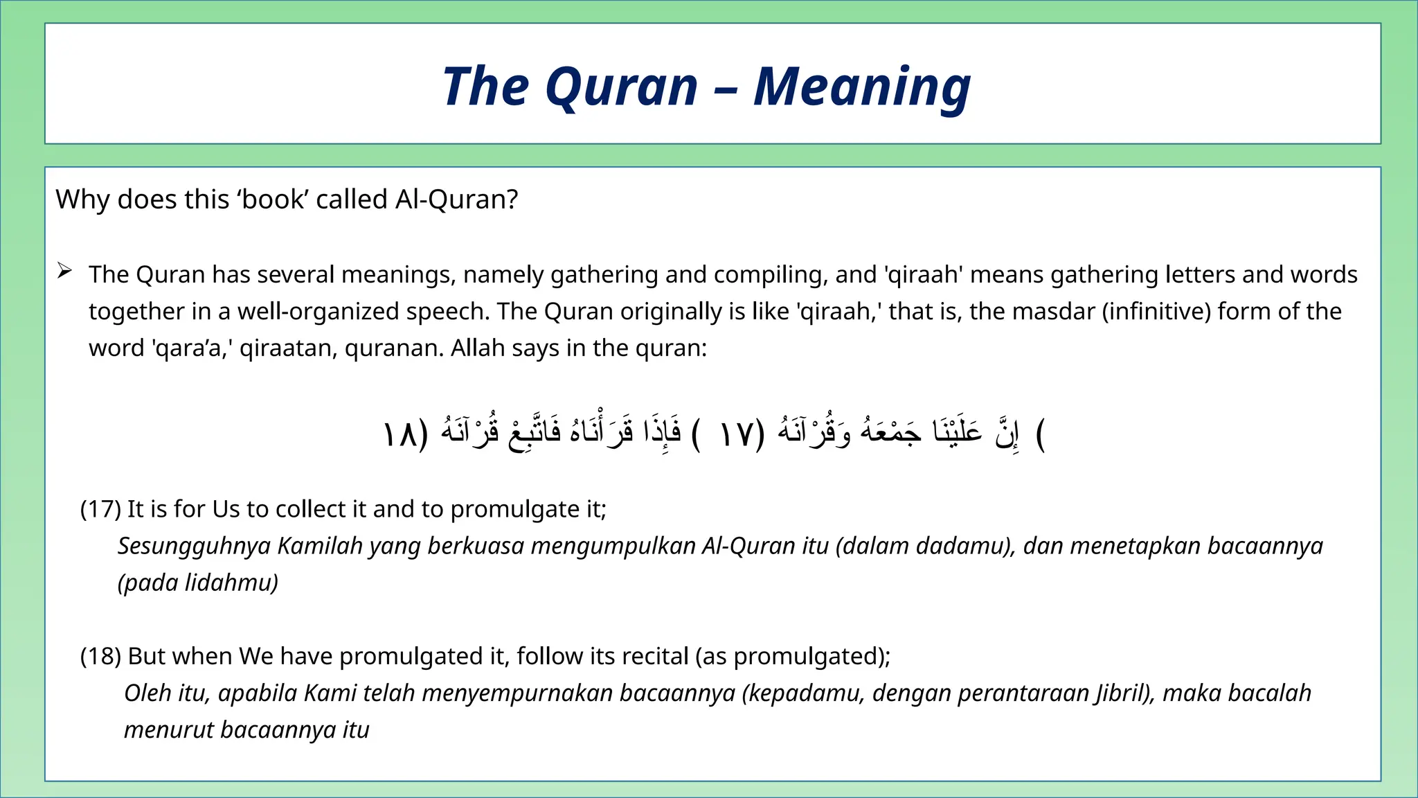 Introduction to Quran and Quran as guidance.pptx | Islam | Religion ...