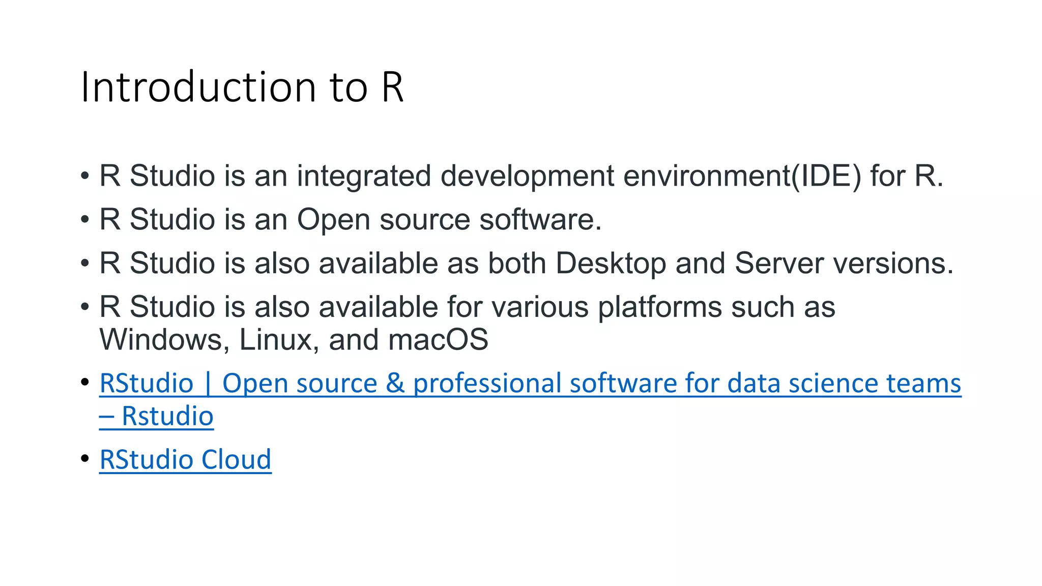 Introduction to R.pptx | Computing | Technology & Computing