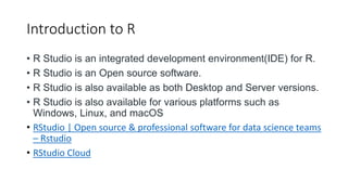 Introduction to R.pptx | Computing | Technology & Computing