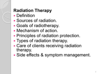 Introduction to radiation oncology nursing | PPTX