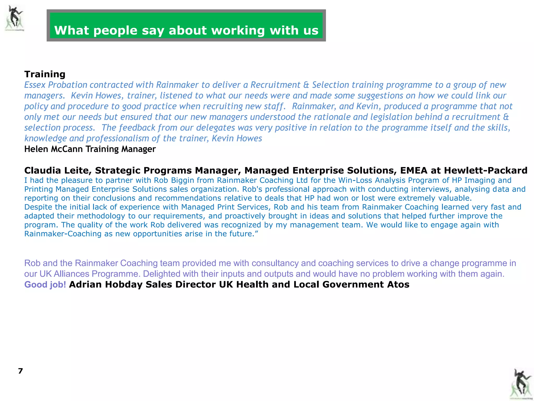 Introduction to Rainmaker Coaching | PPT