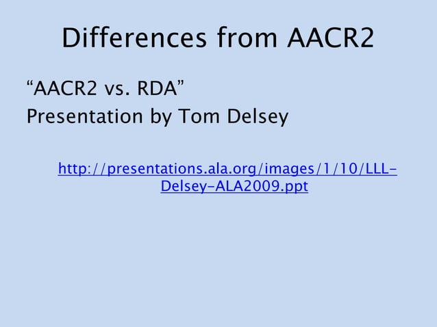 Introduction to RDA Part 2 | PPTX