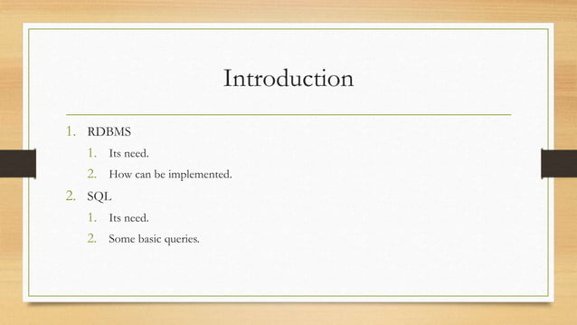 Introduction to rdbms (sql) | PPTX