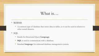 Introduction to rdbms (sql) | PPTX