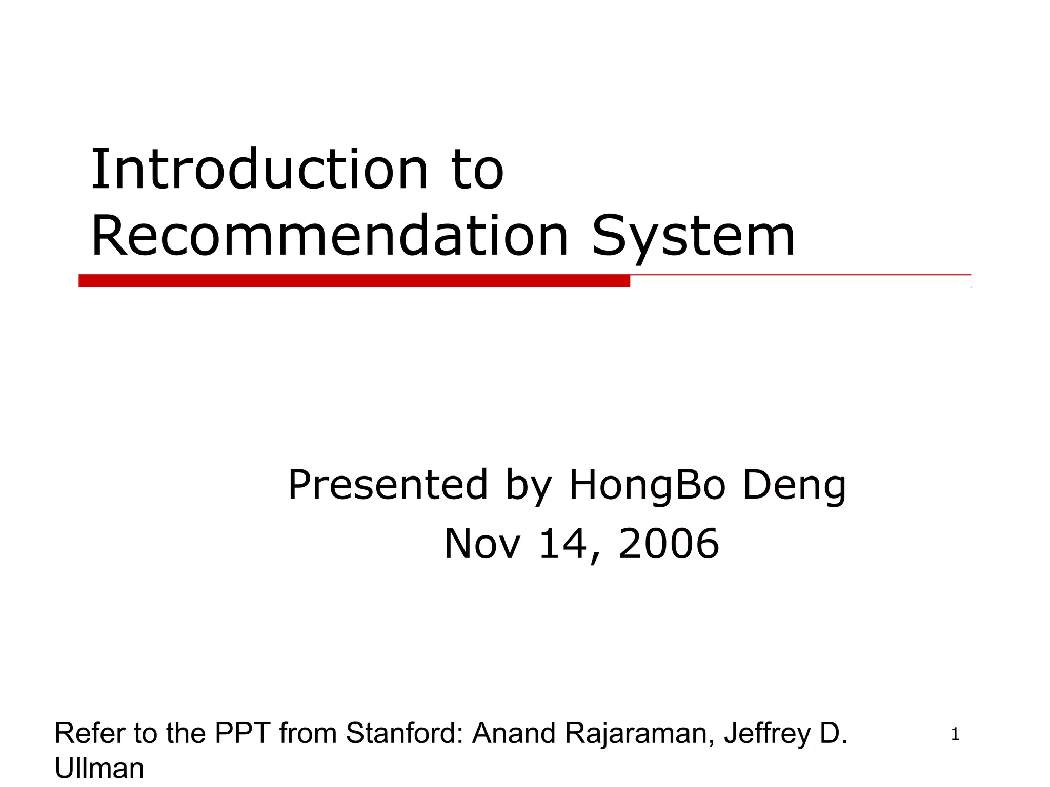 Introduction to recommendation system | PPT