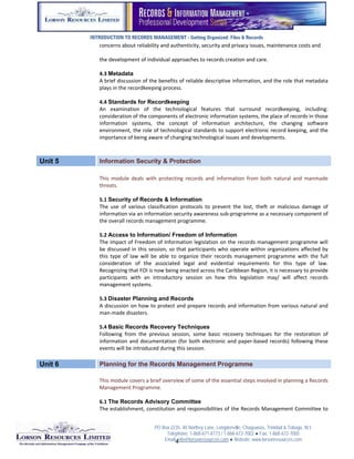 Course Outline - Introduction to Records Management: Getting Organized ...