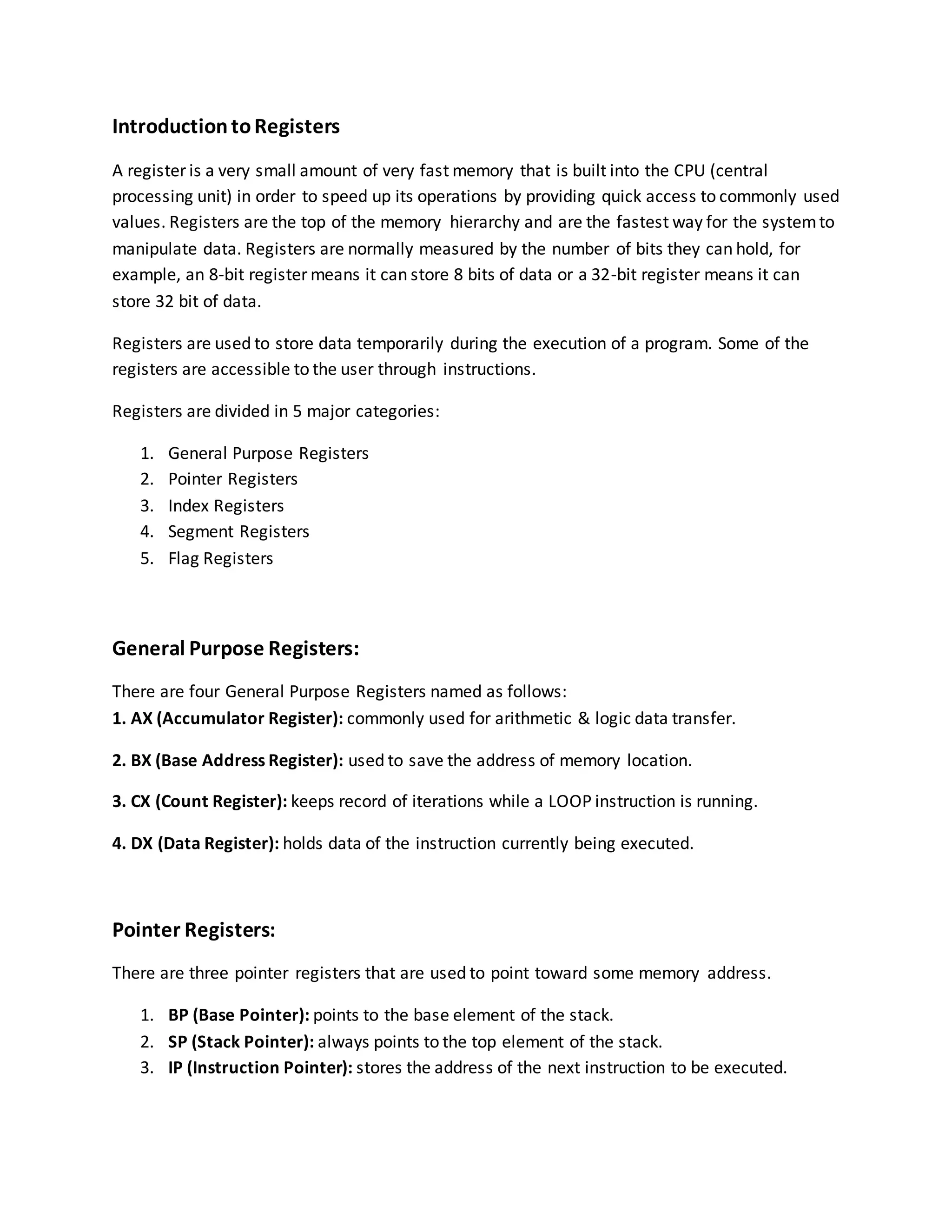 Introduction to CPU registers | DOCX