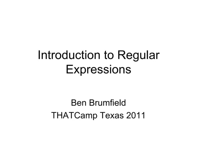Introduction to regular expressions | PPT