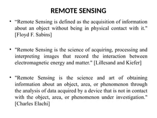Introduction to basics of Remote sensing | PPTX