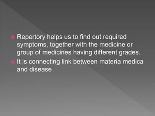 REPERTORY AND CASE TAKING INTRODUCTION TO REPERTORY PPT. | PPTX