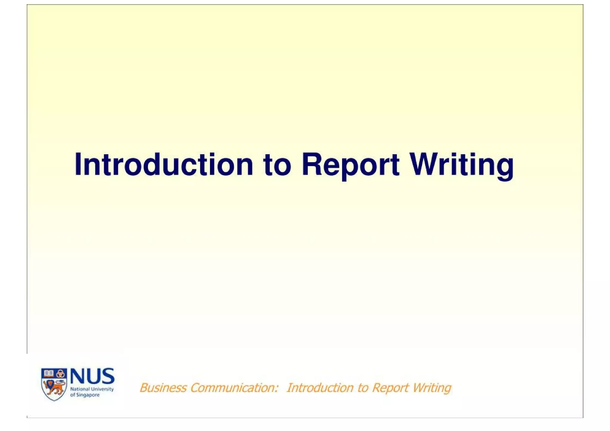 Introduction To Report Writing | PDF