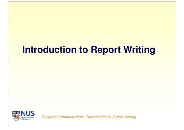 Introduction To Report Writing | PDF