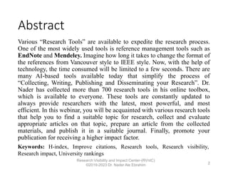 Introduction to the “Research Tools”, Tools for Collecting, Writing ...