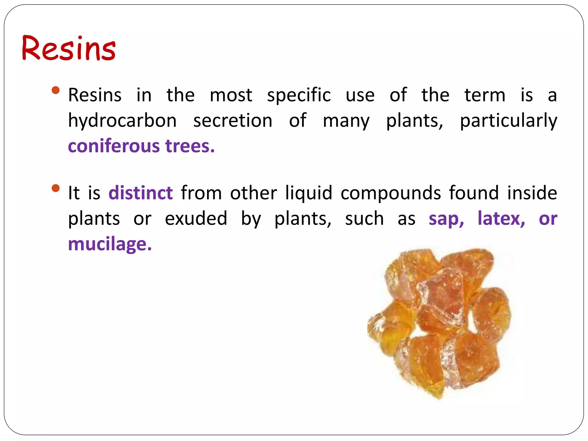 Introduction to resins upload | PPTX