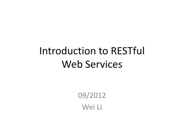 Introduction to Restful Web Services | PPT