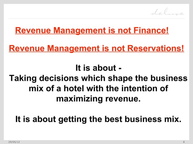 Introduction to Revenue Management | PPT | Hospitality Industry ...