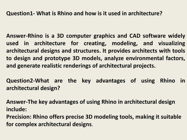 Introduction To Rhino.pptx | 3-D Graphics | Computer Software and Applications
