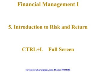 Introduction to risk and return 1 | PDF