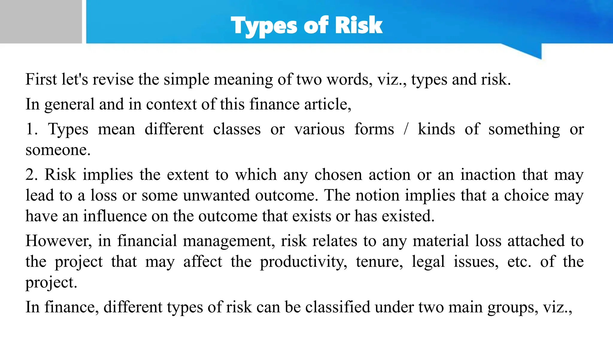 INTRODUCTION TO RISK and Types of Risk(IM06).pptx | Free Download