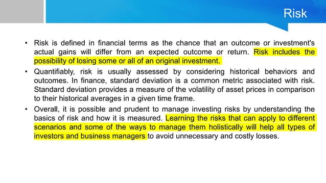 INTRODUCTION TO RISK and Types of Risk(IM06).pptx | Free Download