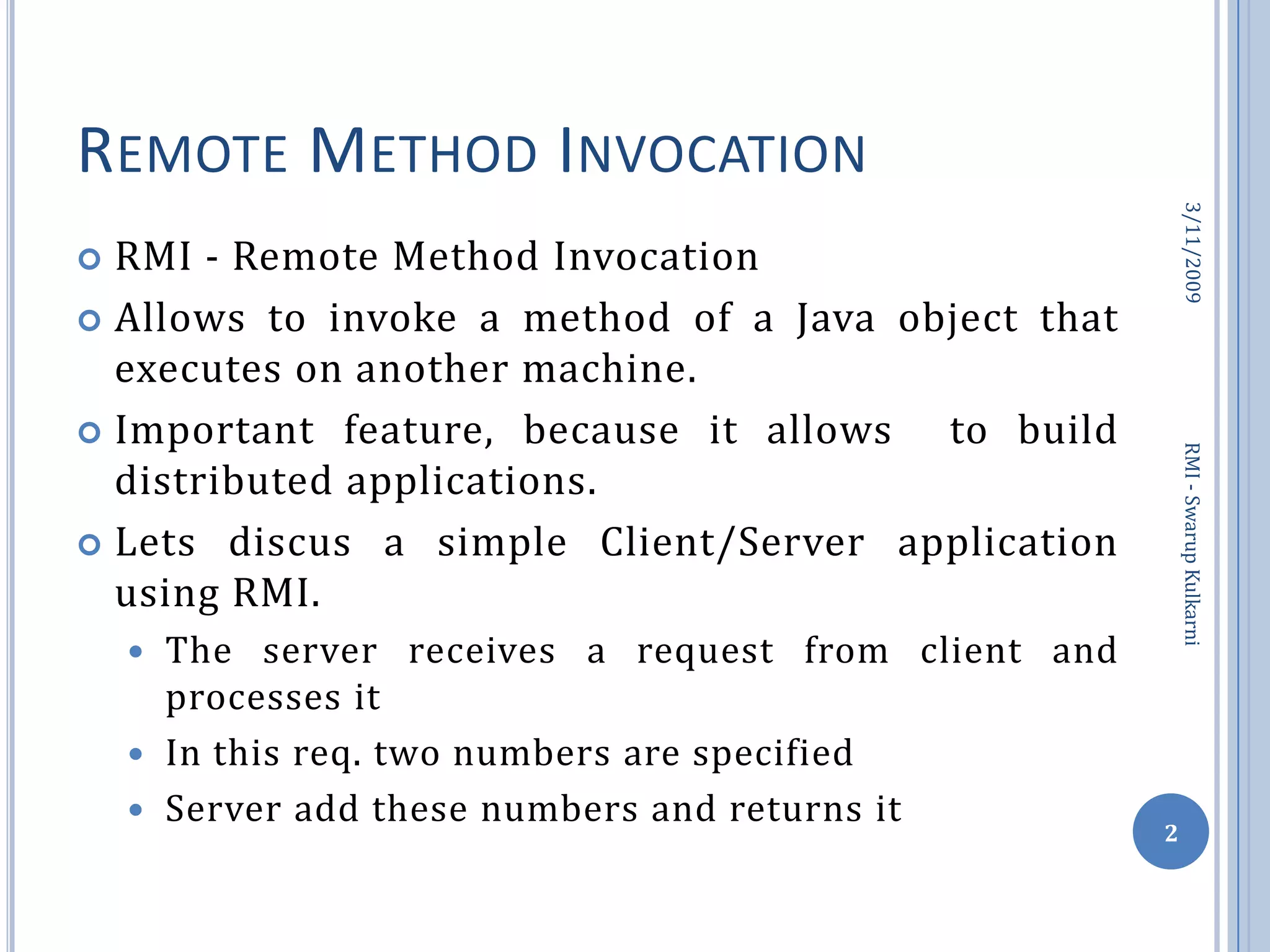 Introduction To Rmi | PPTX