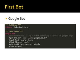 Introduction to robot framework | PPTX