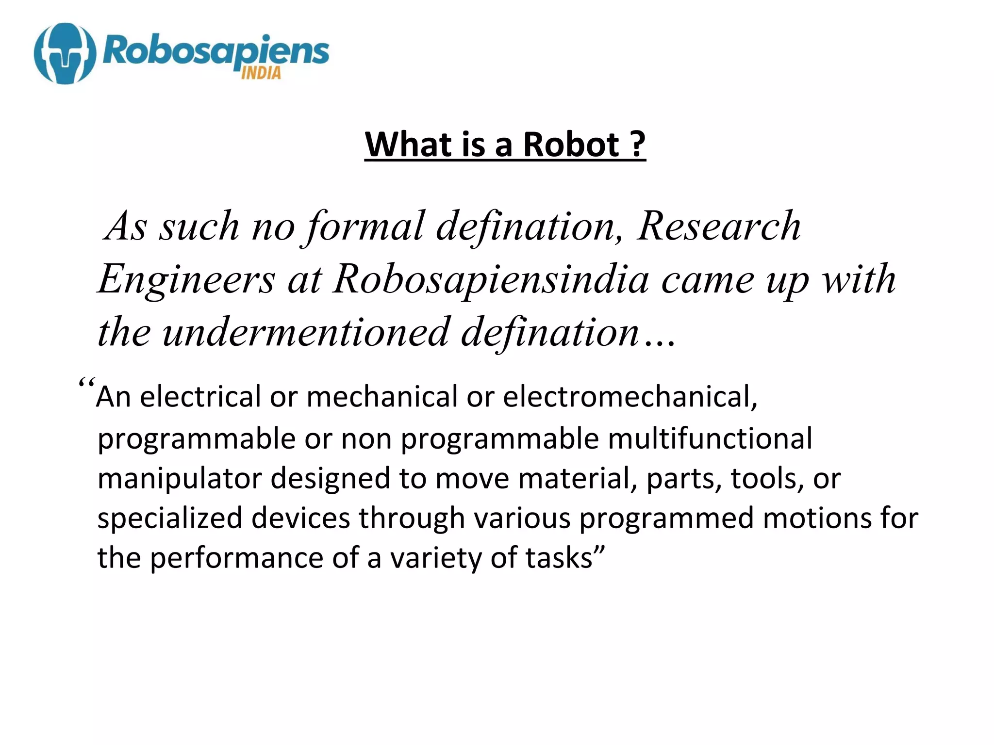 Introduction to robotics | PPT