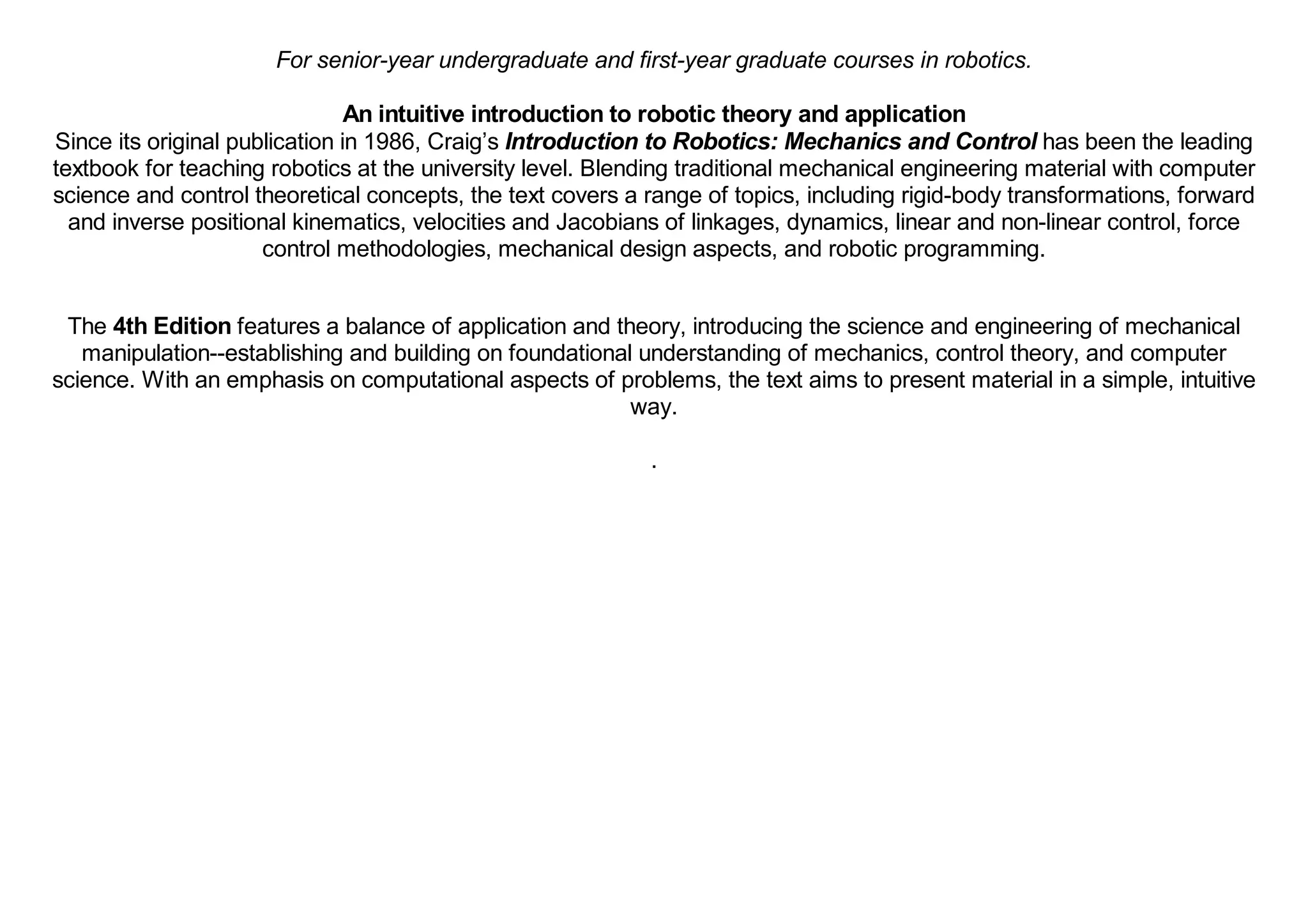 [Doc] Introduction to Robotics: Mechanics and Control (4th Edition) | PDF