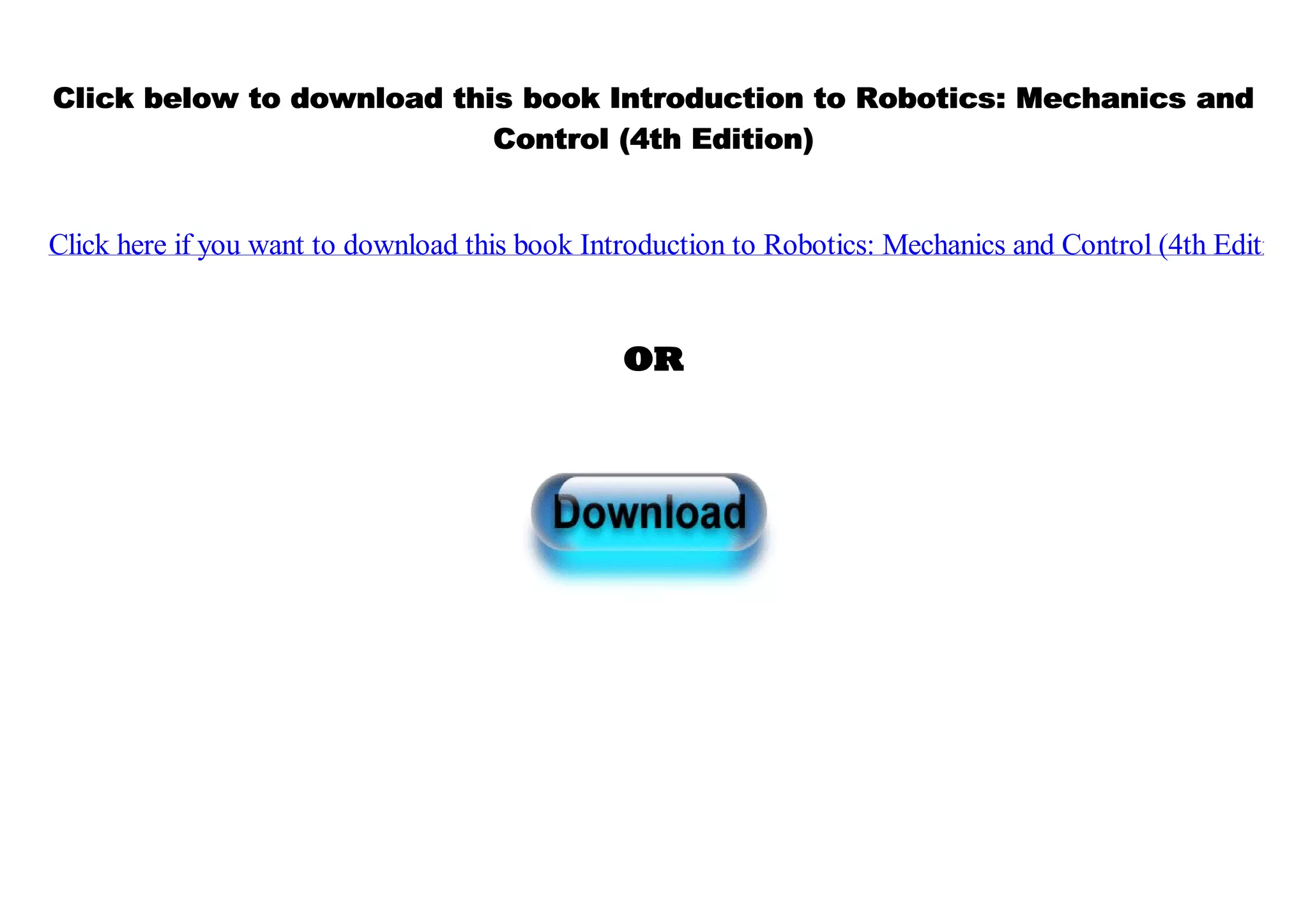 [Doc] Introduction to Robotics: Mechanics and Control (4th Edition) | PDF
