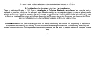 [Doc] Introduction to Robotics: Mechanics and Control (4th Edition) | PDF