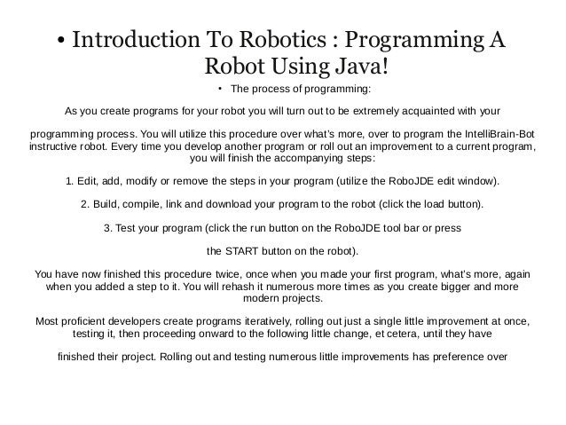 Introduction To Robotics Programming A Robot Using Java