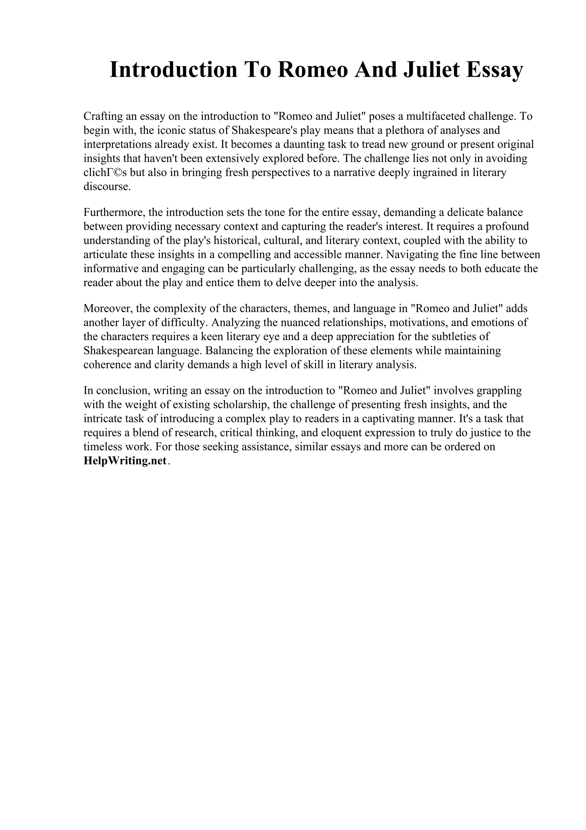 Introduction To Romeo And Juliet Essay.pdf