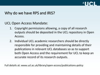 Introduction to RPS and IRIS at UCL IOE | PPTX