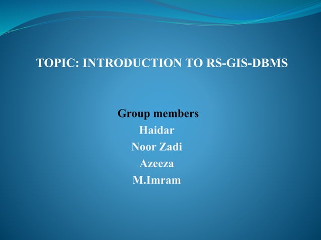 Introduction to rs gis | PPT