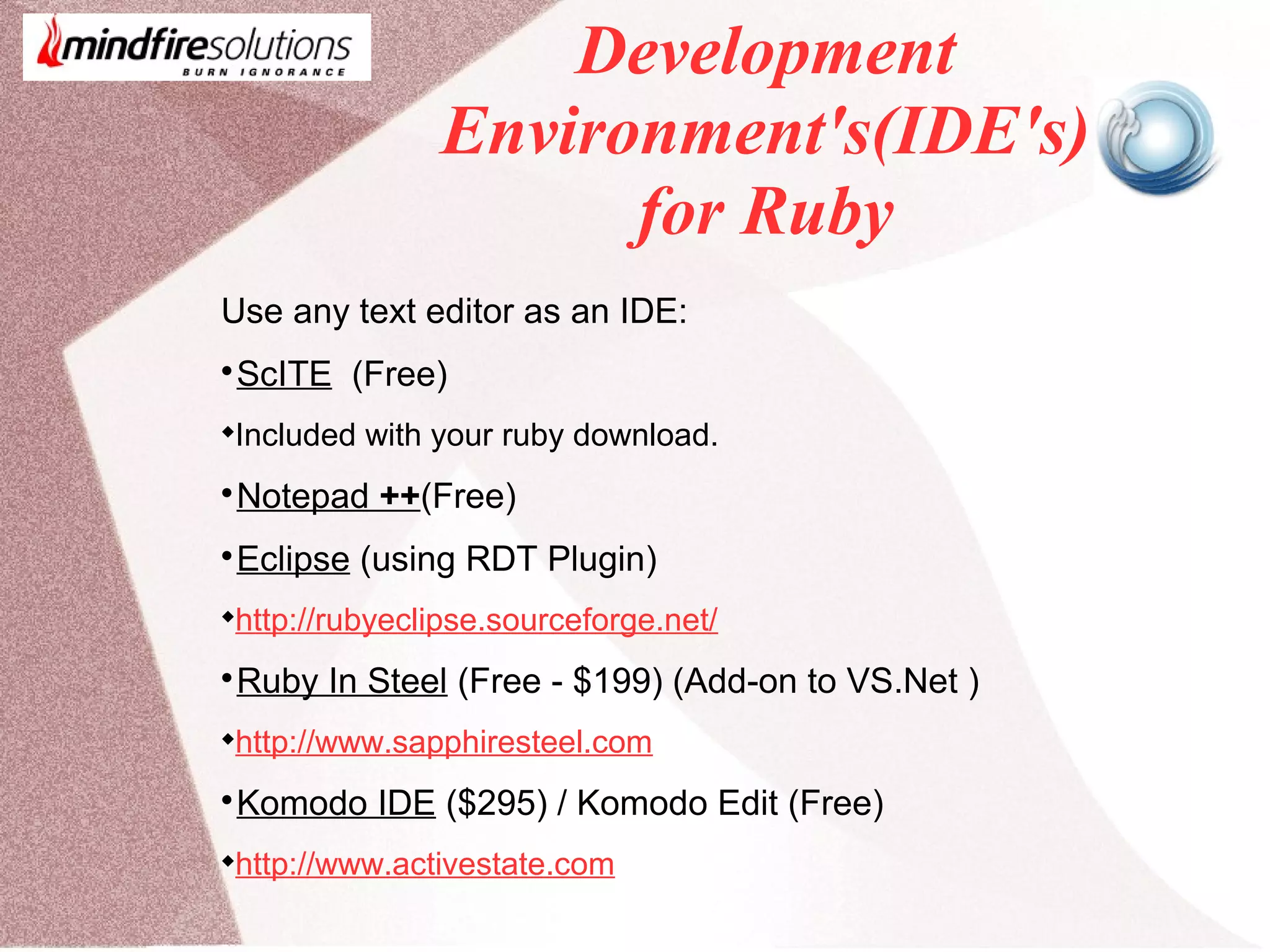 Introduction To Ruby Watir Web Application Testing In Ruby Ppt