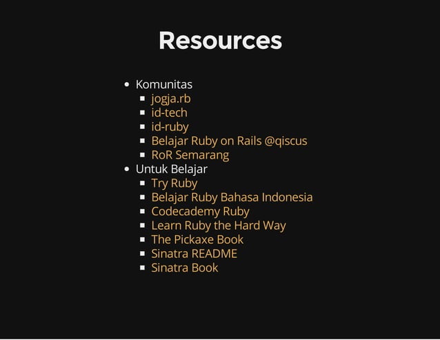 TechTalk #67 : Introduction to Ruby and Sinatra | PPT