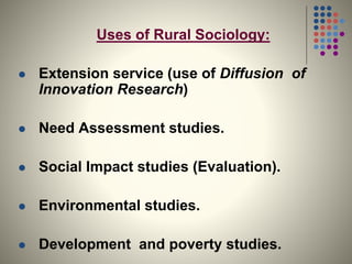 Introduction to rural sociology (101) 1st lecture | PDF