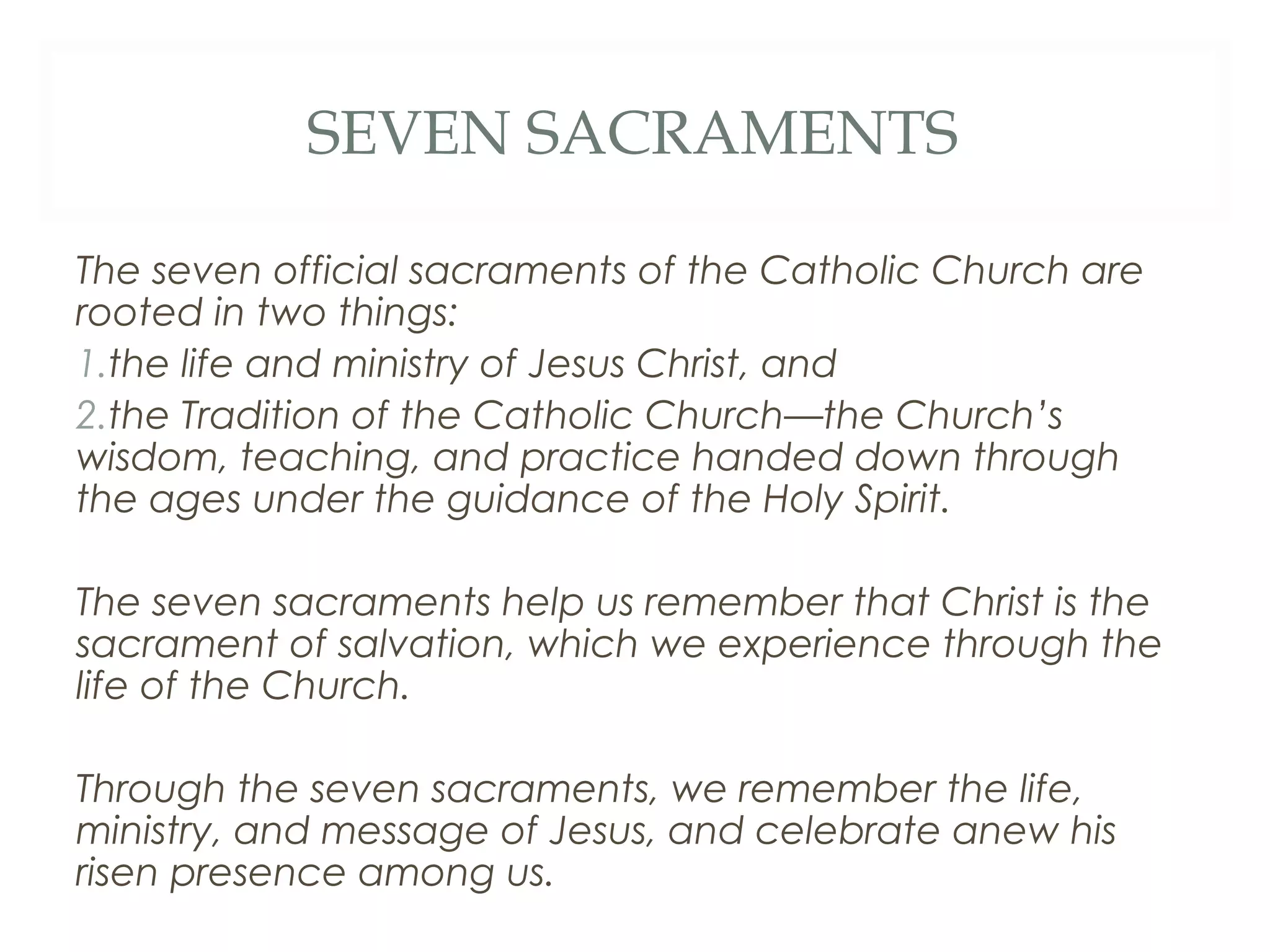 Introduction to sacraments | PPT