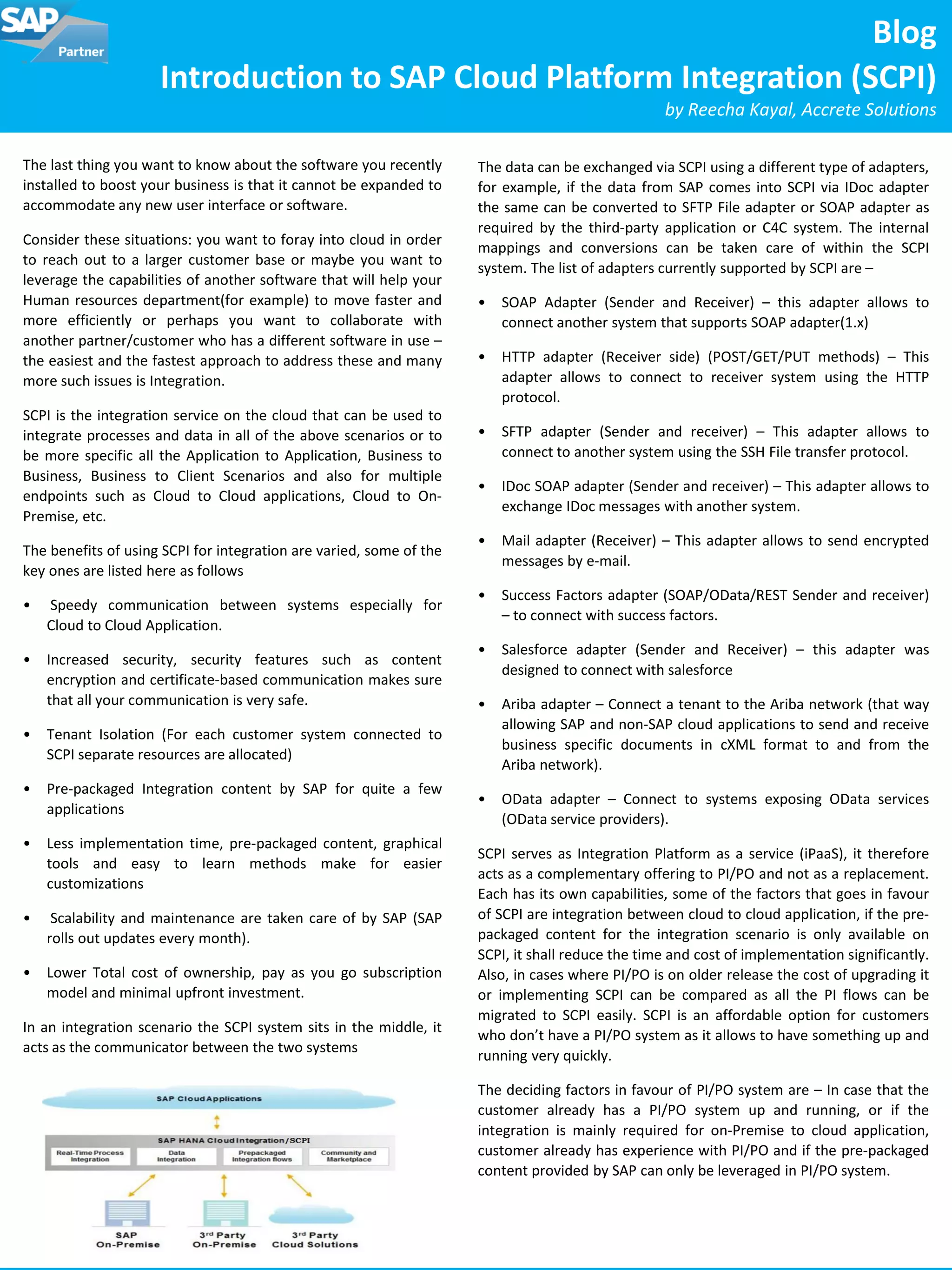 Introduction to SAP Cloud Platform Integration (SCPI) | PDF