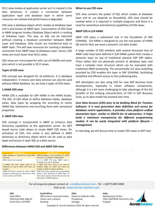 Technical Overview of CDS View – SAP HANA Part I | PDF