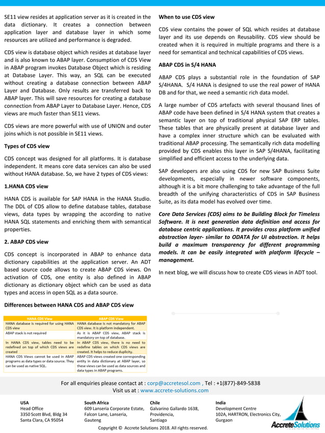 Technical Overview of CDS View – SAP HANA Part I | PDF