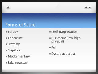 Introduction to Satire 2018 | PPTX | Comedy | Genres