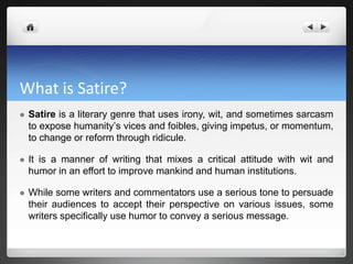 Introduction to Satire 2018 | PPTX | Comedy | Genres