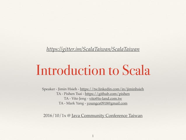 Introduction to Scala for JCConf Taiwan | PDF | Programming Languages | Computing