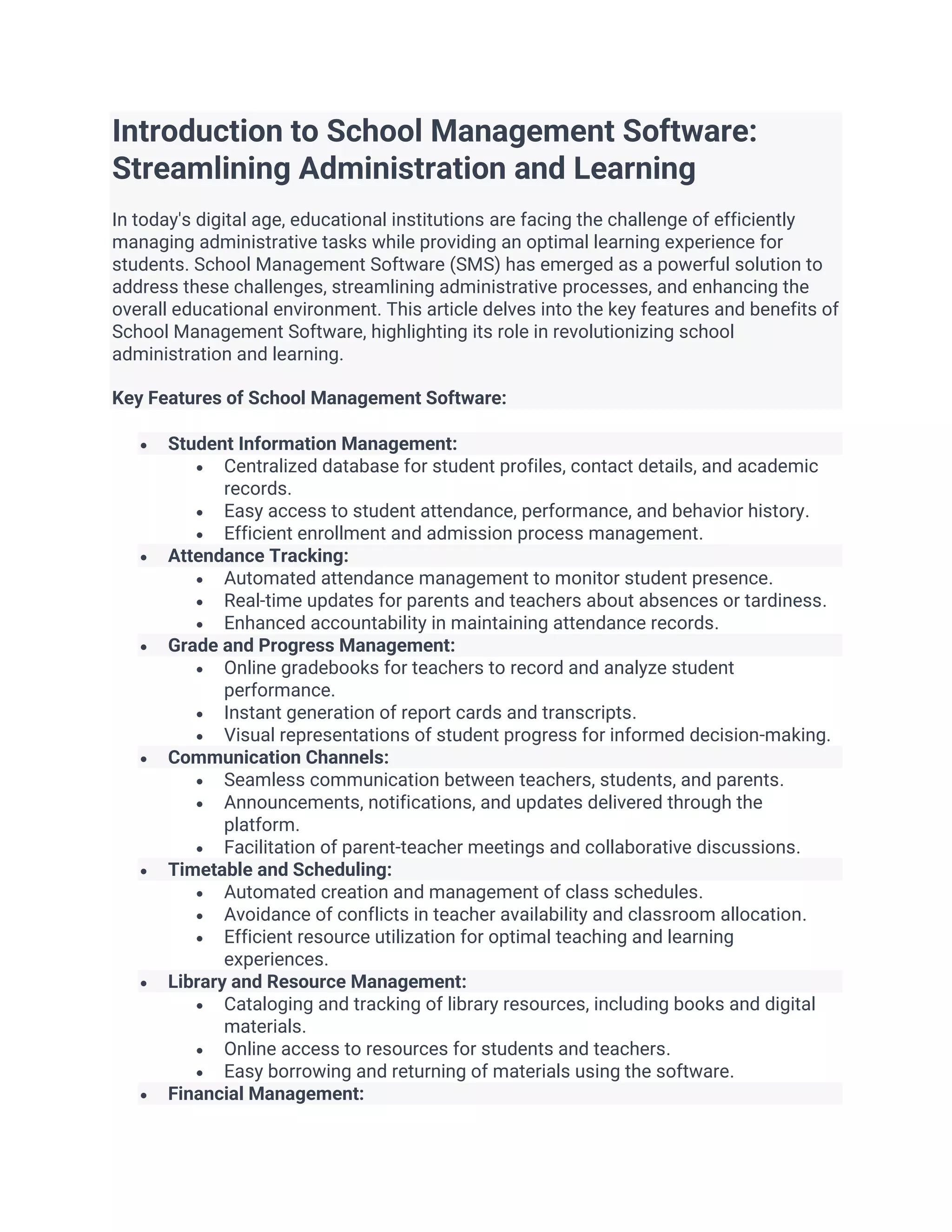 Introduction to School Management Software: Streamlining Administration ...