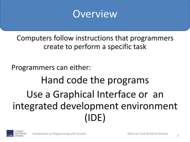 Introduction to scratch programming | PPTX | Programming Languages | Computing